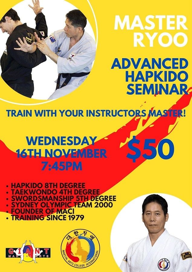 Hapkido grandmaster seminar 8th degree black belt