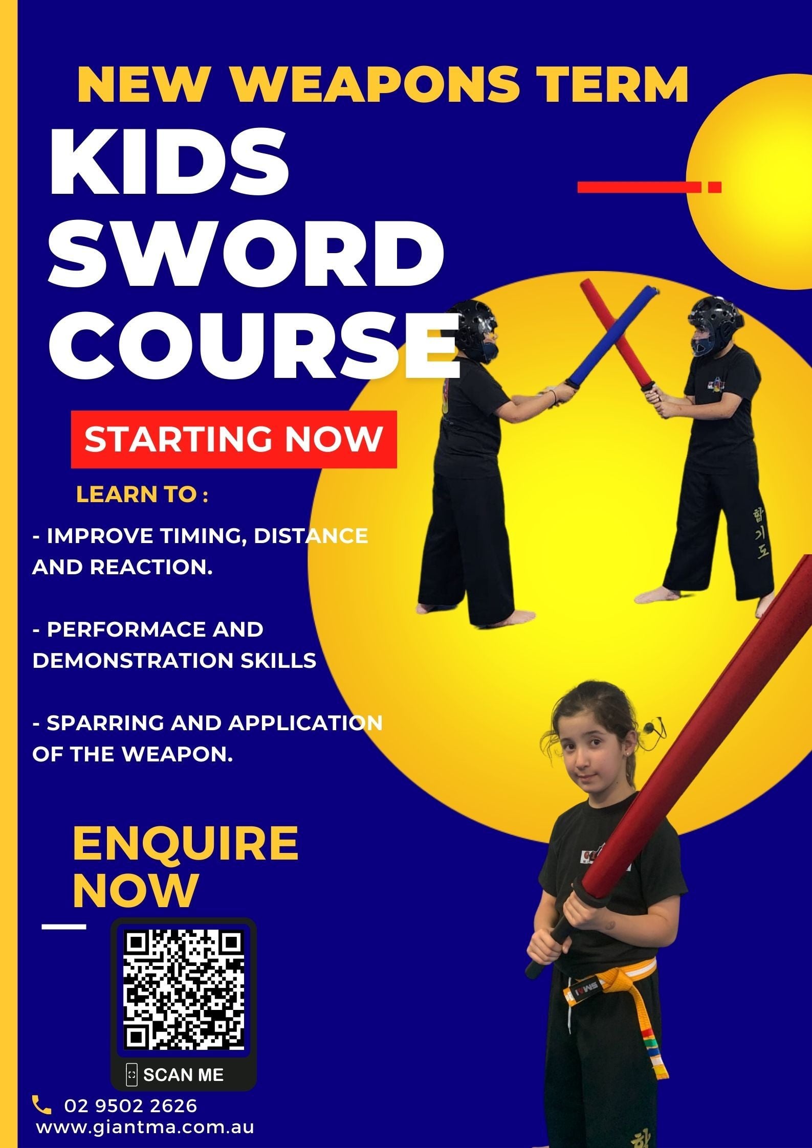 Kids learning the art of sword with technique and sparring
